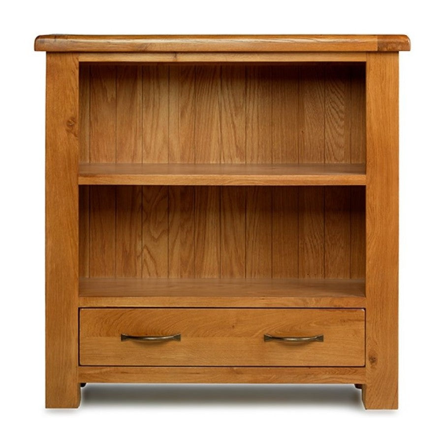 Earlswood Solid Oak 1 Drawer Low Bookcase | Interior Envy