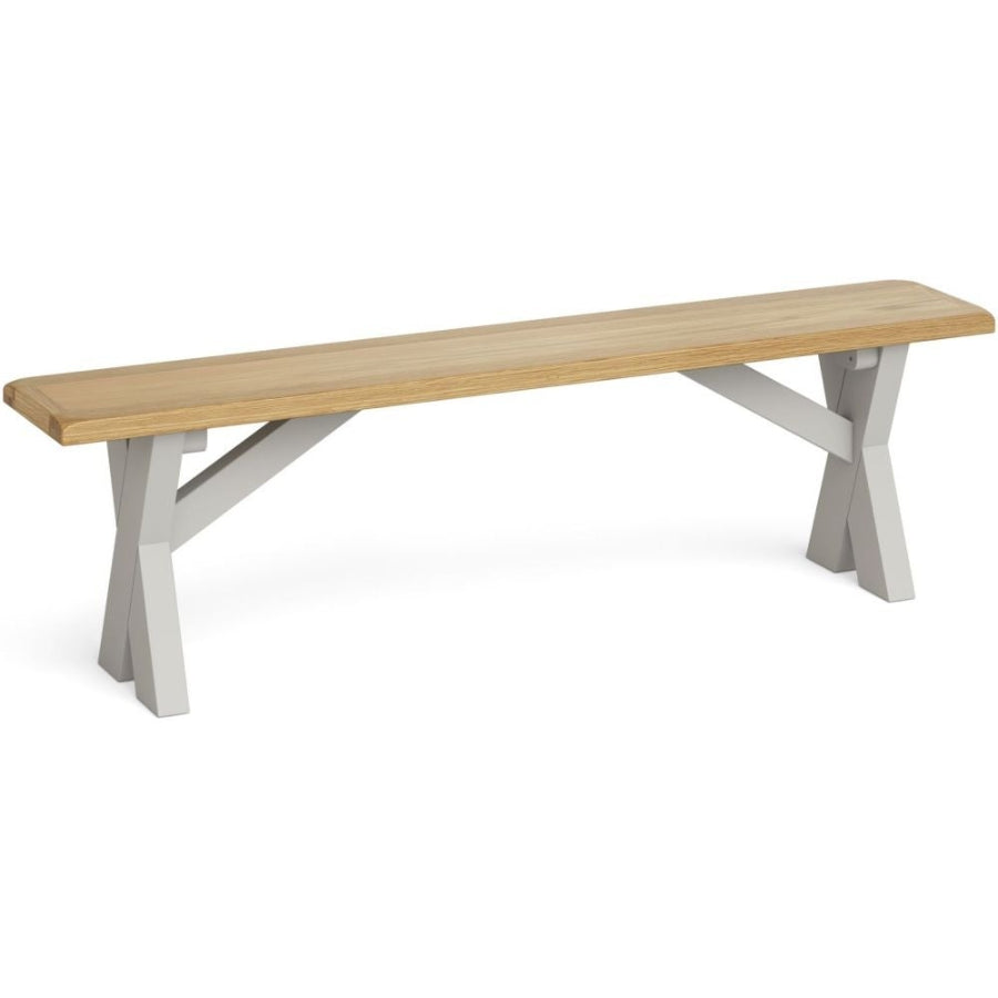 Country Grey and Oak Cross Leg Bench - 160cm | Interior Envy