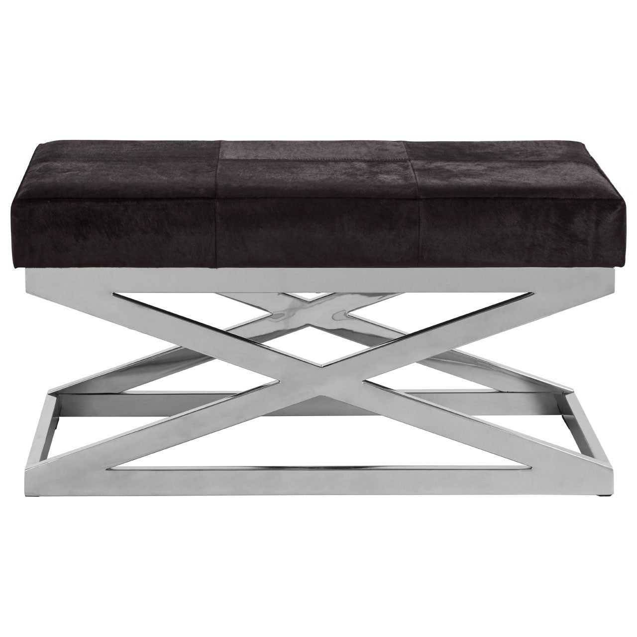 Townhouse Genuine Leather & Stainless Steel Cross Base Bench | Interior ...