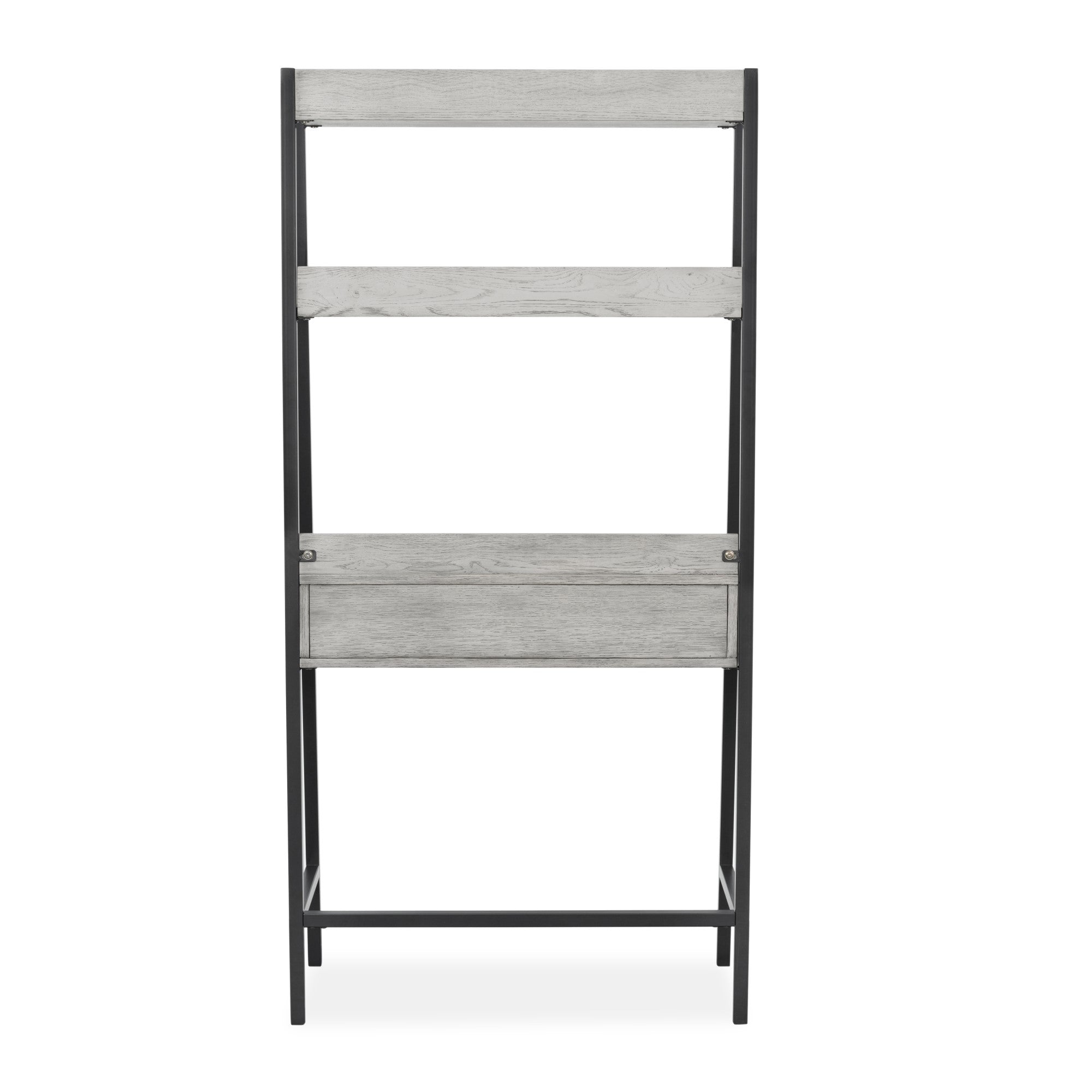 Dalston Grey Oak Ladder Desk, With Bookcase | Interior Envy