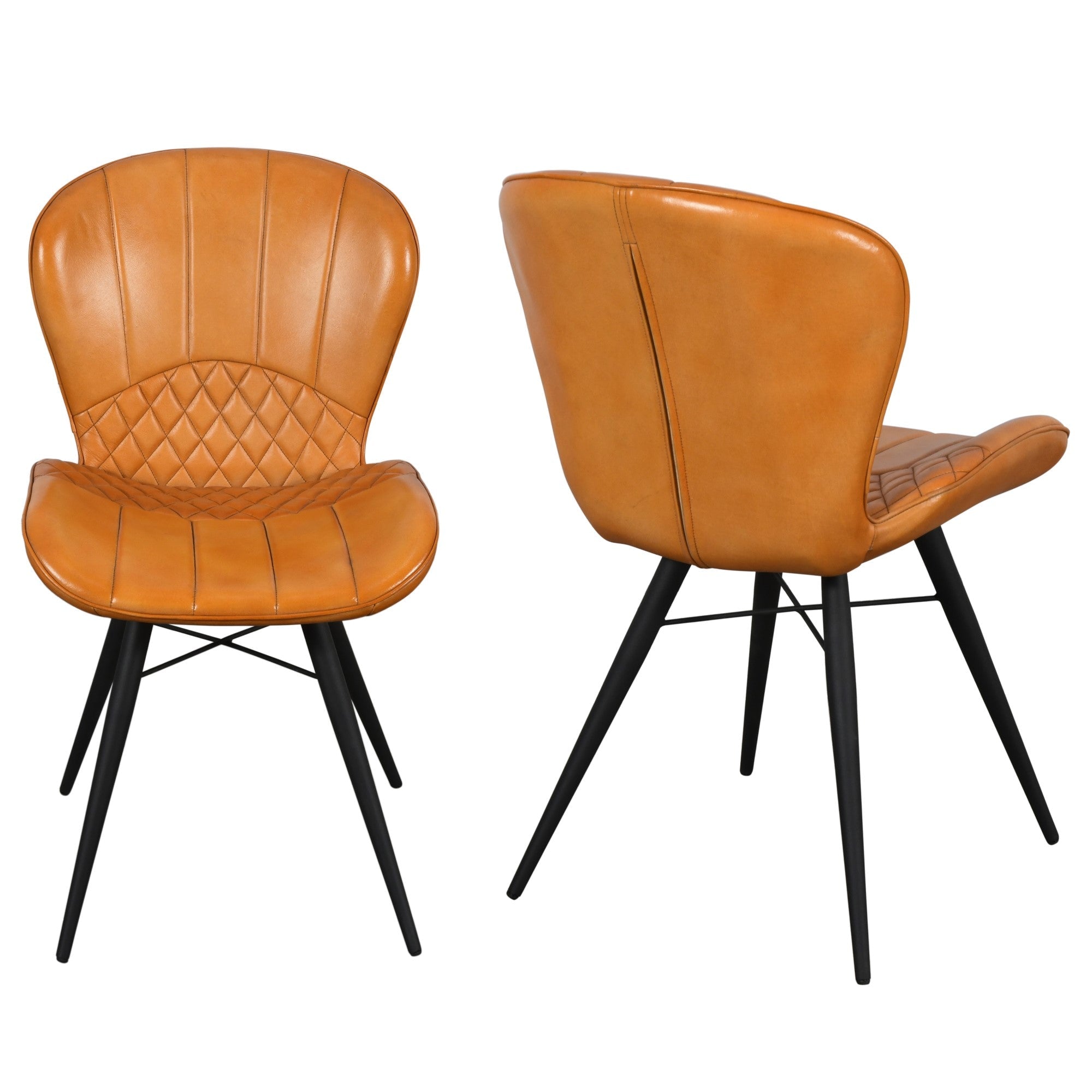 Amory Industrial Style Vintage Leather Dining Chair - Mustard (Sold in ...