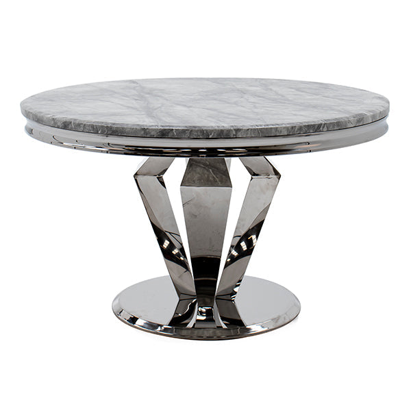 Arturo Round Grey Marble Top Dining Table | Interior Envy