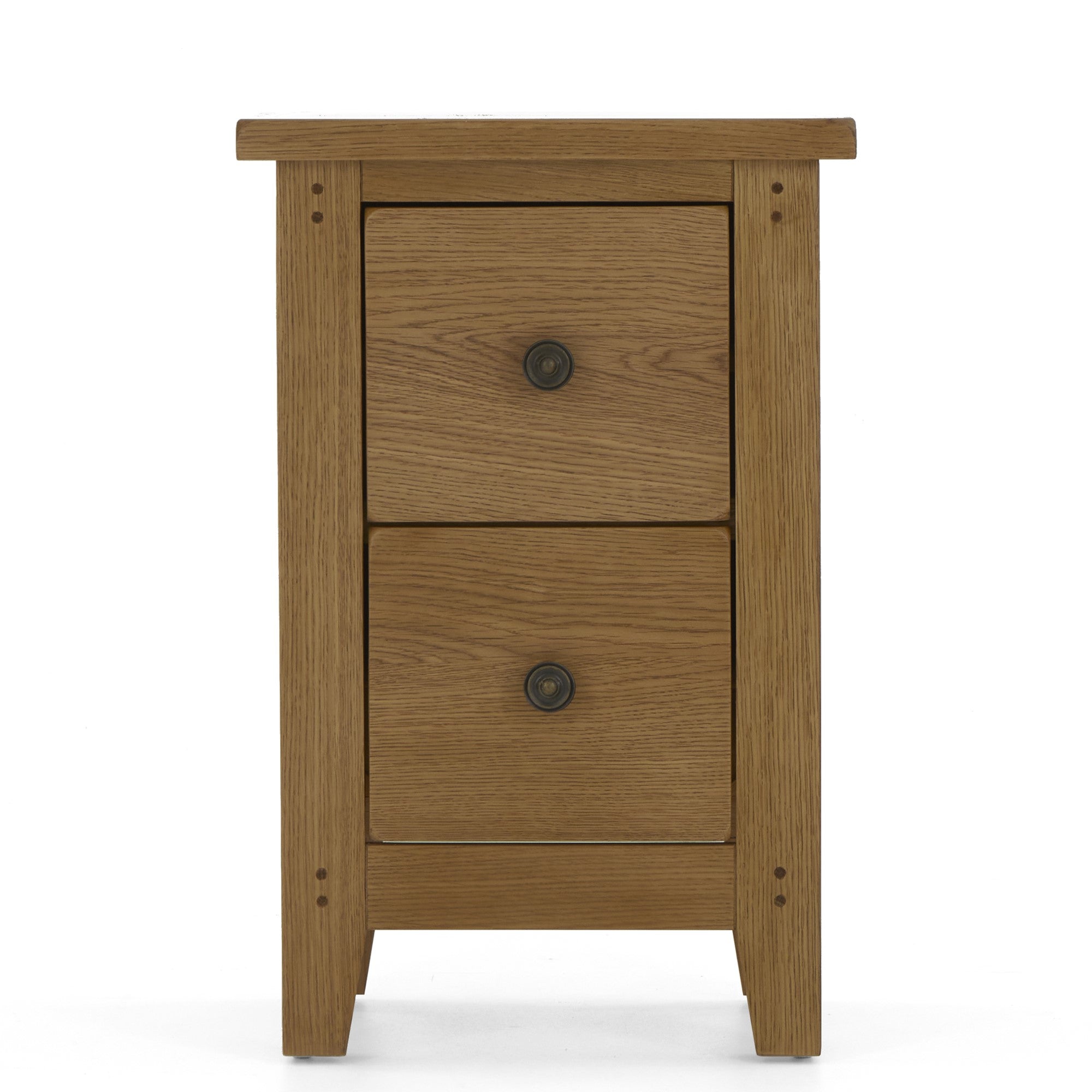 Barnham Oak 2 Drawer Narrow Bedside Table | Interior Envy