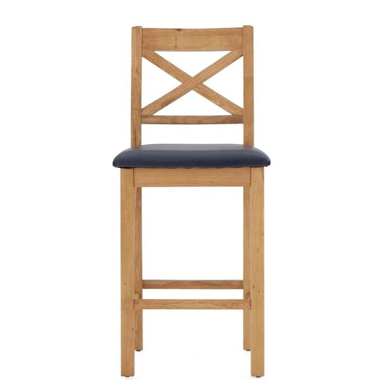 Sailsbury Solid Oak Cross Back Bar Stool | Interior Envy