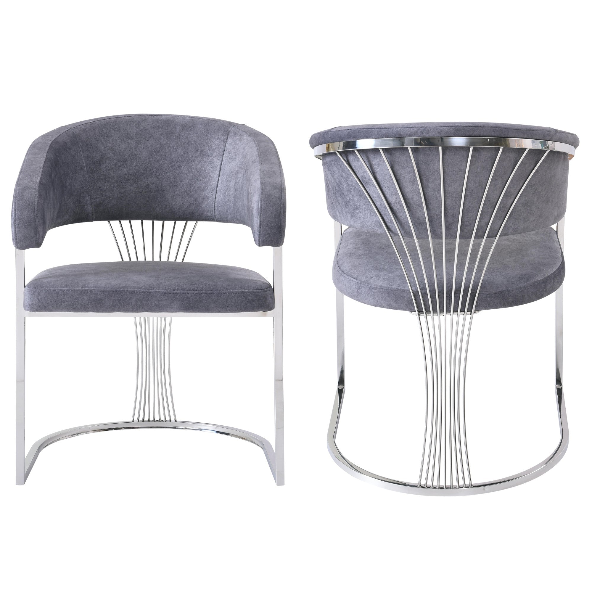 Portia Grey & Silver Frame Dining Chairs - Sold In Pairs | Interior Envy