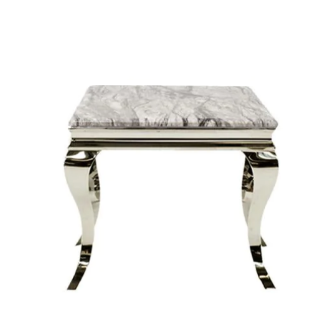 Louis Grey Marble & Polished Steel Lamp Table – Interior Envy