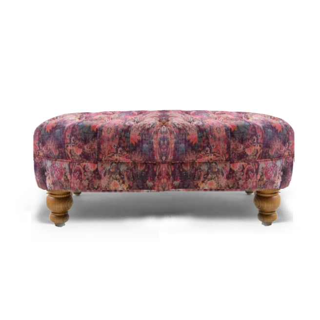 Serpentine Button Tufted Top Oval Footstool – Interior Envy