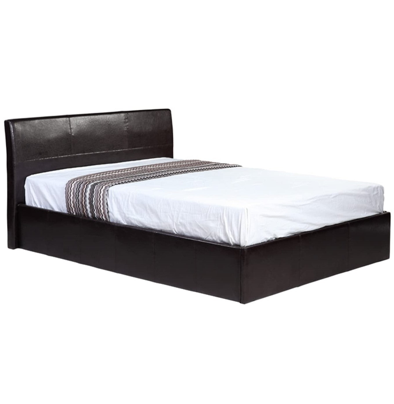 Fusion Small Double 4ft Storage Bed - Dark Brown Faux Leather ...