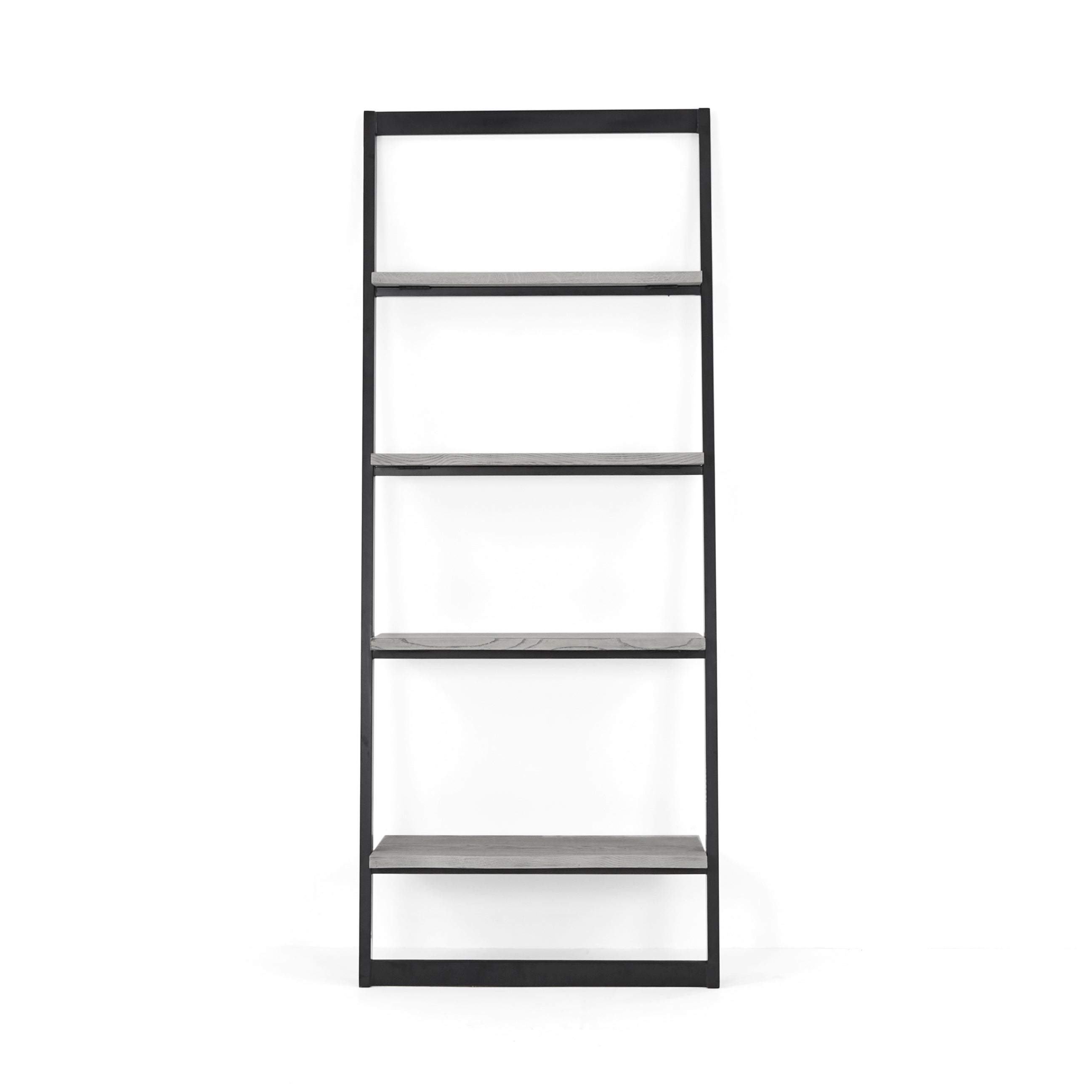 Dalston Grey Oak Bookcase, 185cm Tall Ladder Bookshelf with 5 Shelves ...