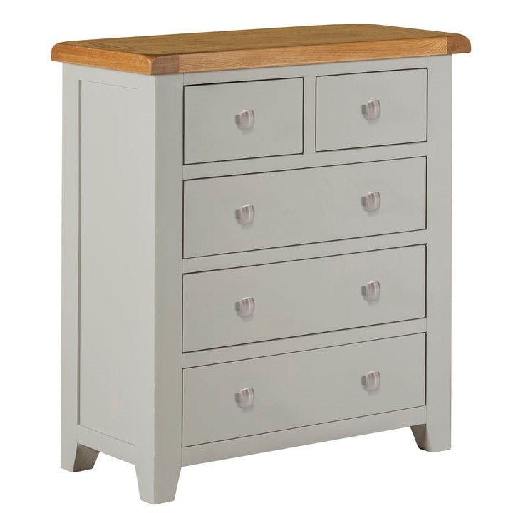 Chester Dove Grey & Solid Oak 2/3 Chest Of Drawers | Interior Envy