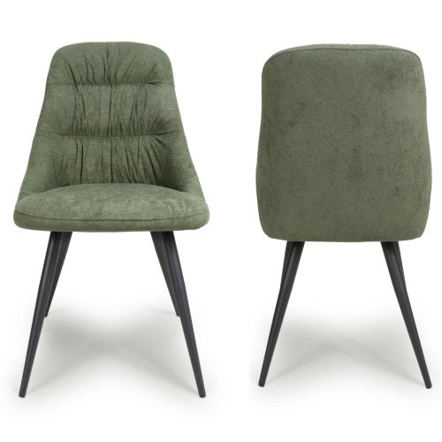 Corin Green Linen Effect Dining Chairs - Set Of 2 – Interior Envy