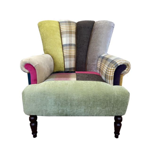 Lily Patchwork Harris Tweed, Velvet, Moon Wool & Vintage Leather Chair ...