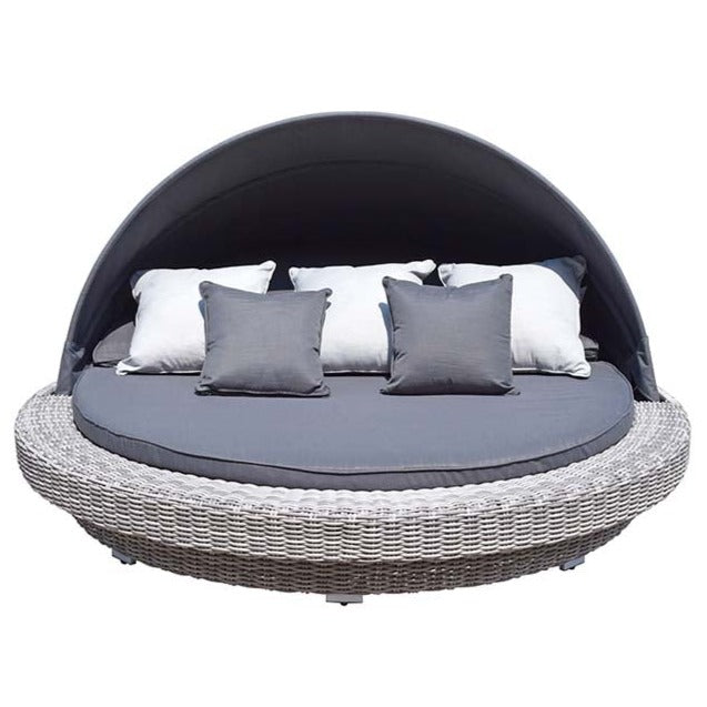 Maddison Round Grey Wicker Garden Day Bed – Interior Envy