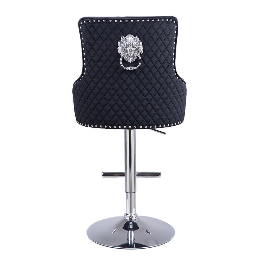 Majestic Black Velvet Diamond Quilted - Lion Head Knocker Back Bar ...