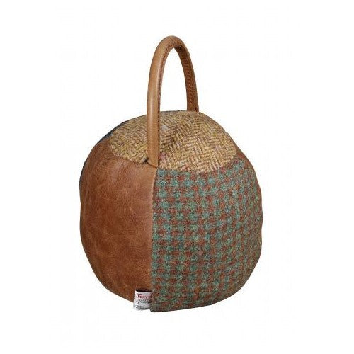 Harris Tweed & Vintage Leather Patch Work Round Door Stop – Interior Envy