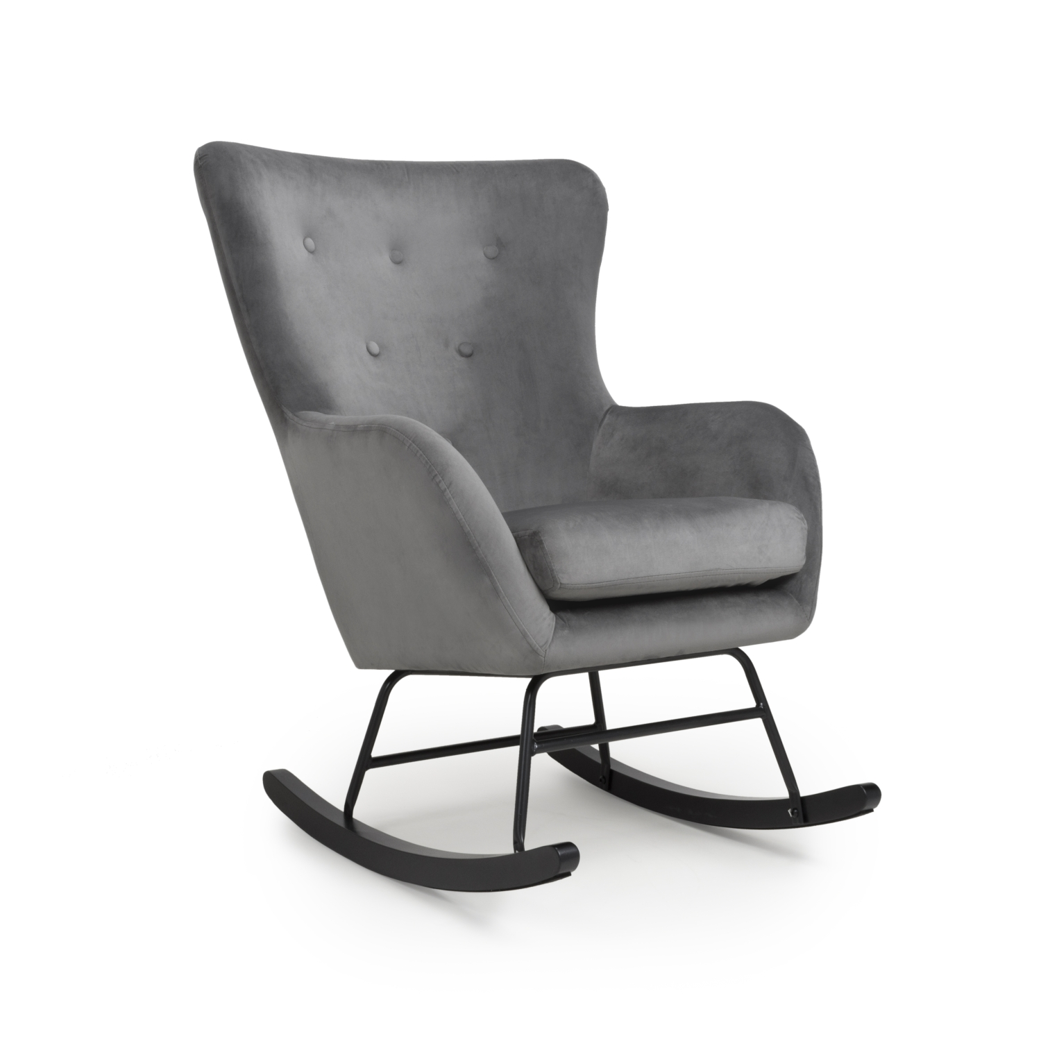 ERICA BRUSHED VELVET GREY ROCKING CHAIR | Interior Envy