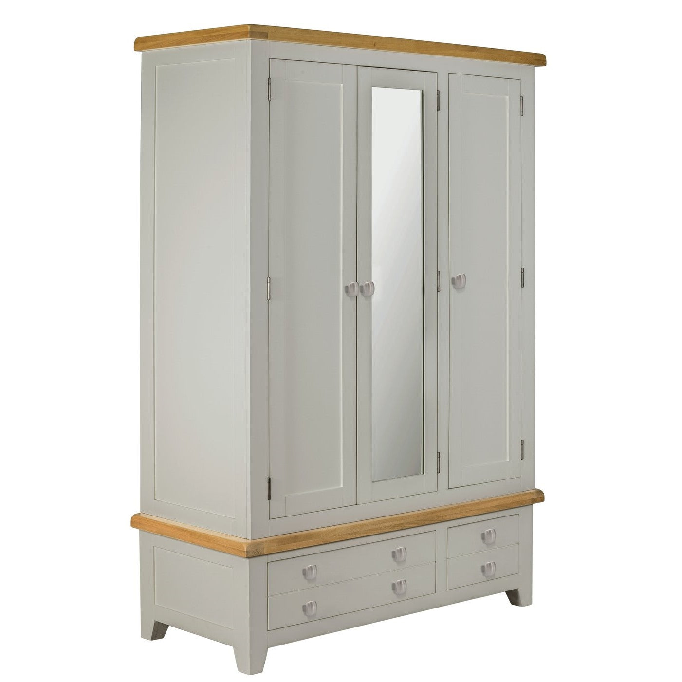 Chester Dove Grey & Solid Oak Triple Wardrobe | Interior Envy